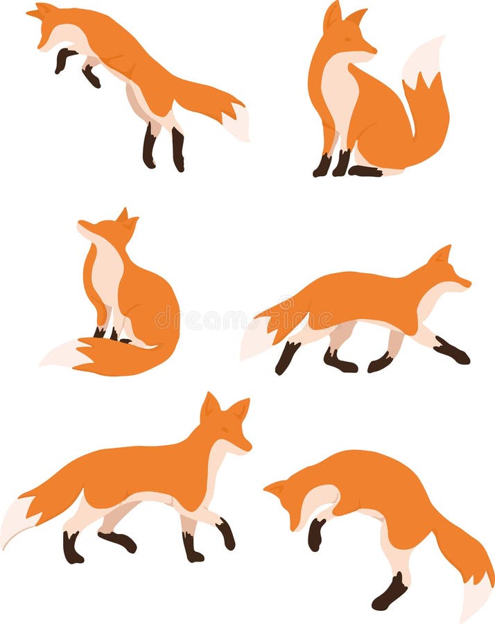 Fox movements vector stock vector. Illustration of silhouettes - 312064334