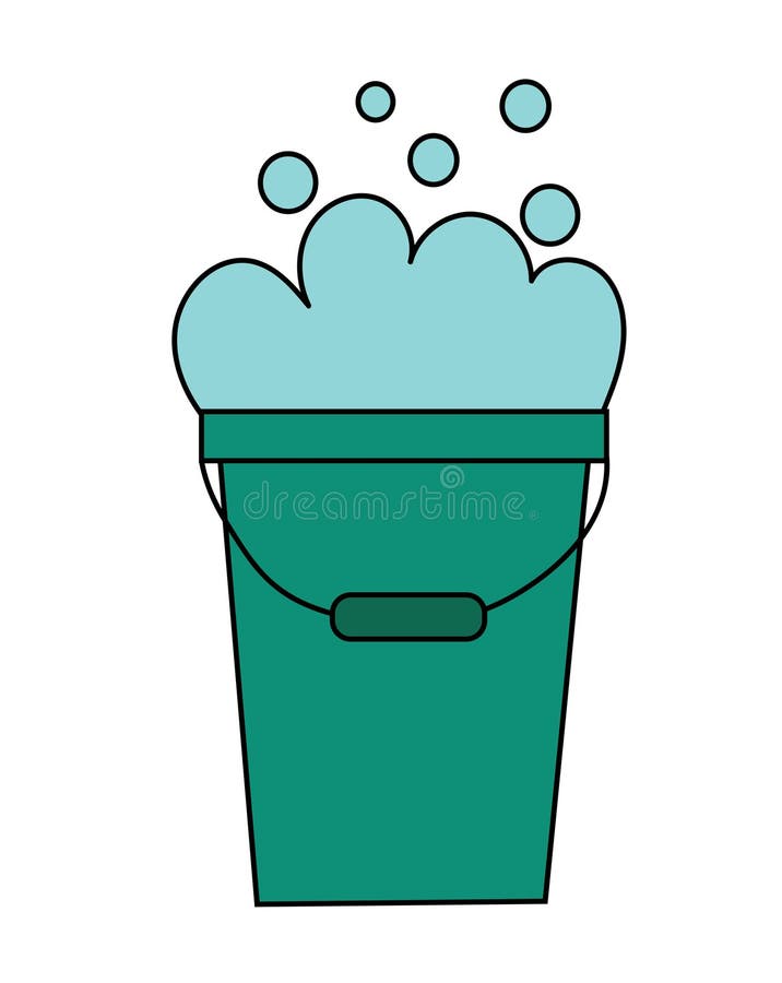 Element of Cleaning Tool. Bucket with Foam. Vector Flat Illustration ...