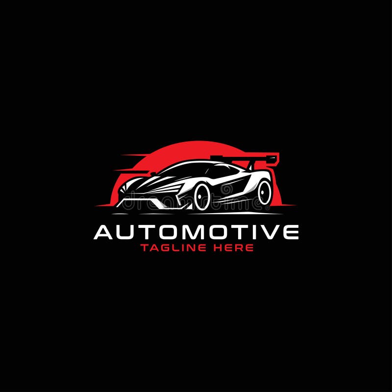 Sports Car Logo Template Isolated on Dark Background, Drag Racing Stock ...