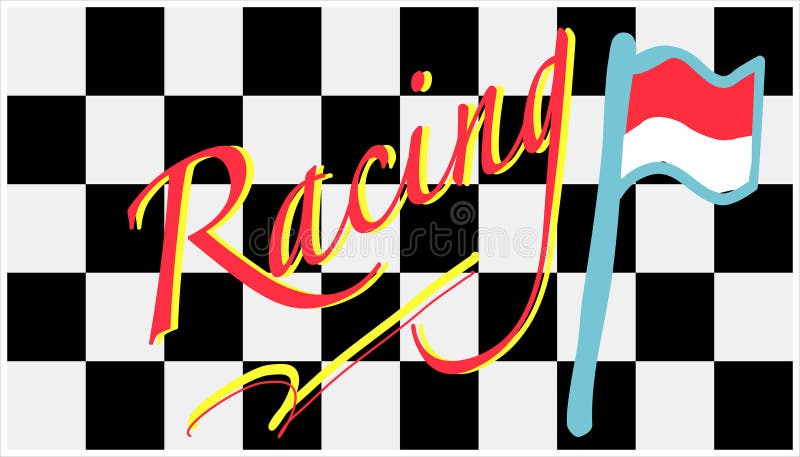 Racing Sign on Checkered Flag Background. Vector Illustration ...