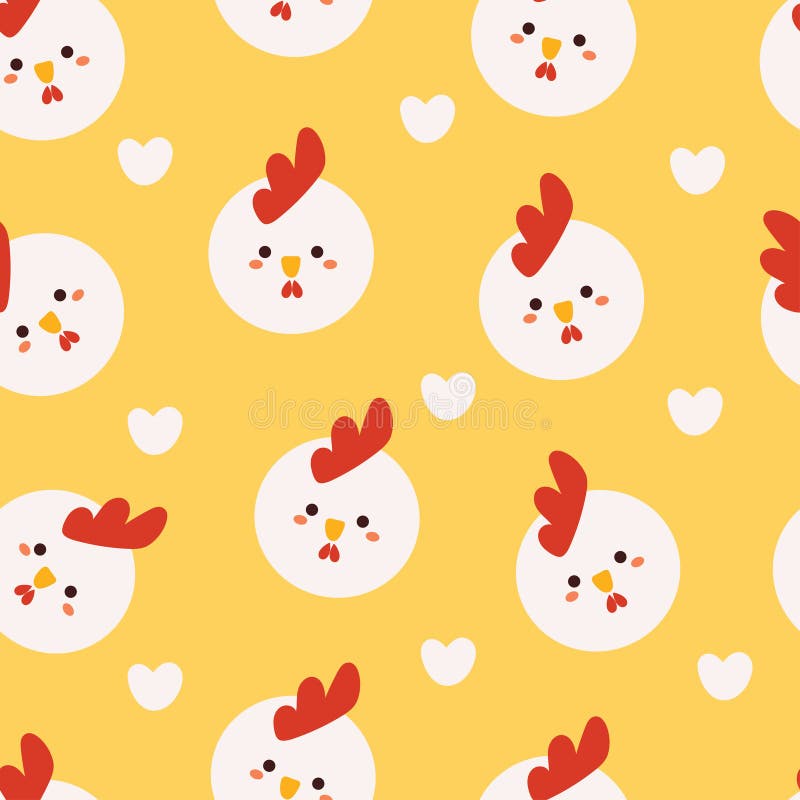 Seamless Pattern Cartoon Chicken Stock Vector - Illustration of cartoon ...