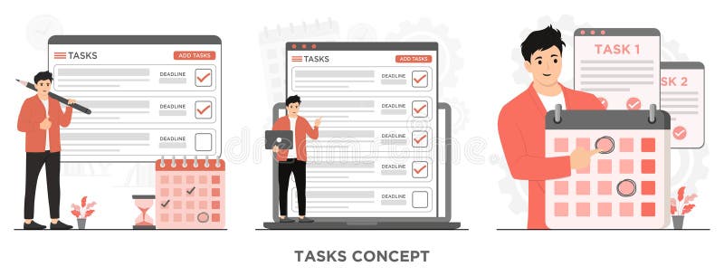 Flat Vector Tasks Planning Events, Deadlines and Agenda Concept ...