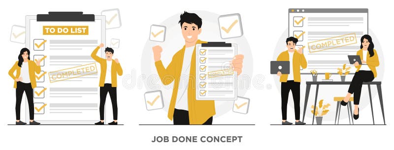 Flat Vector Job Done Completed Tasks Concept Illustration Stock Vector ...