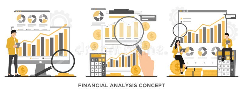 Flat Vector Financial Analyst Business Performance Analysis Concept ...