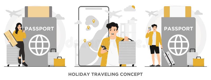 Flat Vector Holiday Vacation Traveling Concept Illustration Stock ...