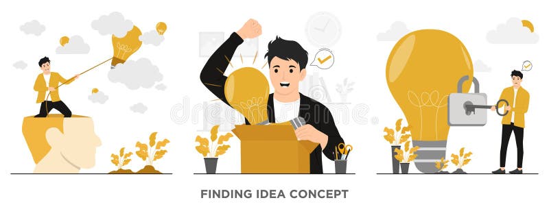 Flat Vector Idea Creativity Finding Idea Concept Illustrator Stock ...