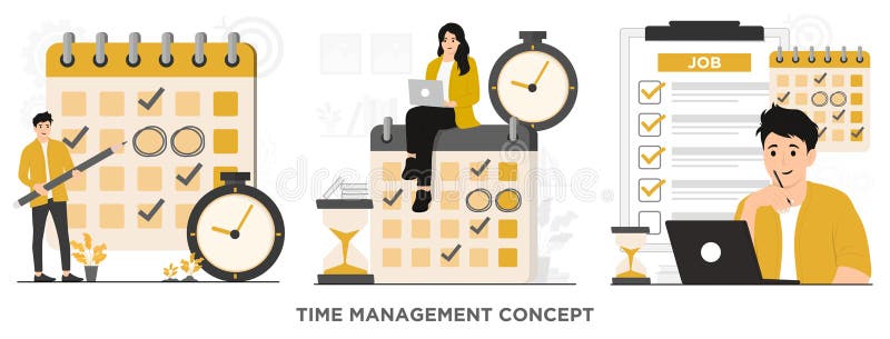Flat Vector Business Time Management Deadline Concept Planner Calendar ...