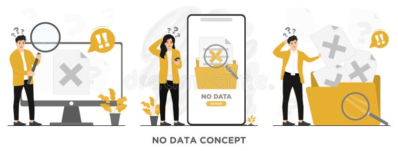 Flat Vector No Data Search Error Landing Concept Illustration Stock ...