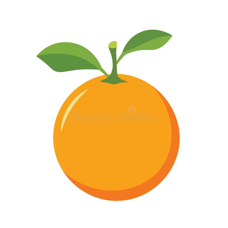 Simple Orange Fruit Clip Art, Whole Orange with Leaves Vector ...
