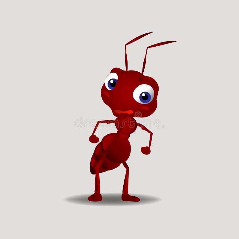 Red Ant Cartoon. Cute Character Ant Stock Vector - Illustration of ...