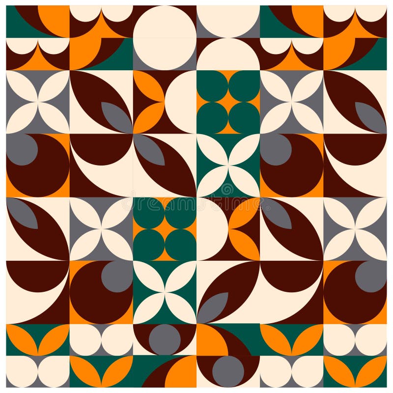 Abstract Geometric Floral Pattern in Earthy Tones Stock Vector ...