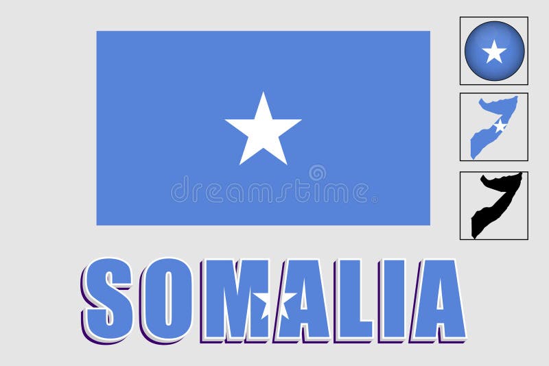 Somalia Flag and Map in a Vector Graphic Stock Vector - Illustration of ...