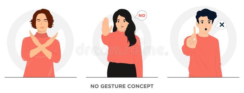 Flat Vector Woman Man Saying No Stop Concept Illustration Stock Vector ...