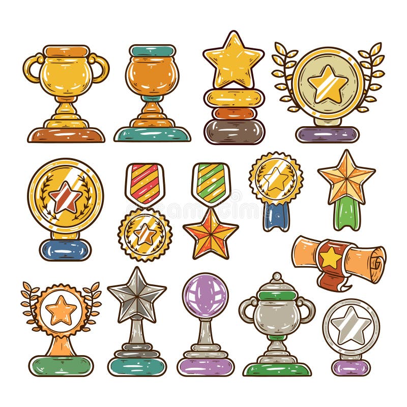 Set of Medal Awards Element Vector Illustration Stock Vector ...
