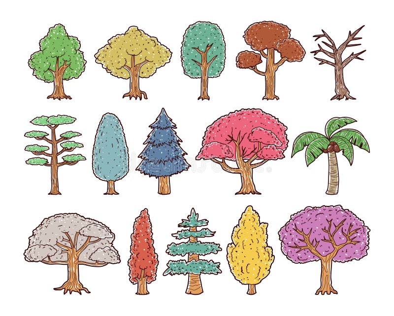 Set of Tree Elements Vector Illustration Stock Vector - Illustration of ...
