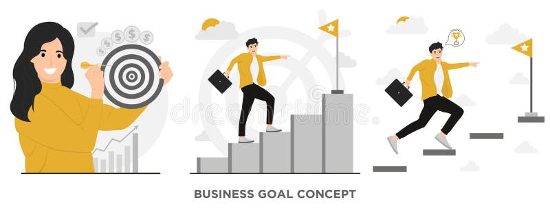 Flat Vector Business Objective, Goal or Target Concept Illustrator ...