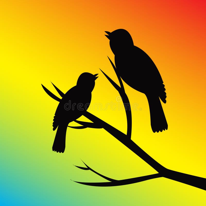 Silhouette Two Bird on Branch Vector Design Stock Vector - Illustration ...