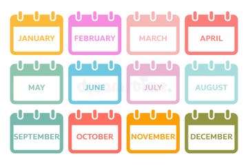 Months of Year in the Yearly Calendar, Date and Time Calendar Stock ...