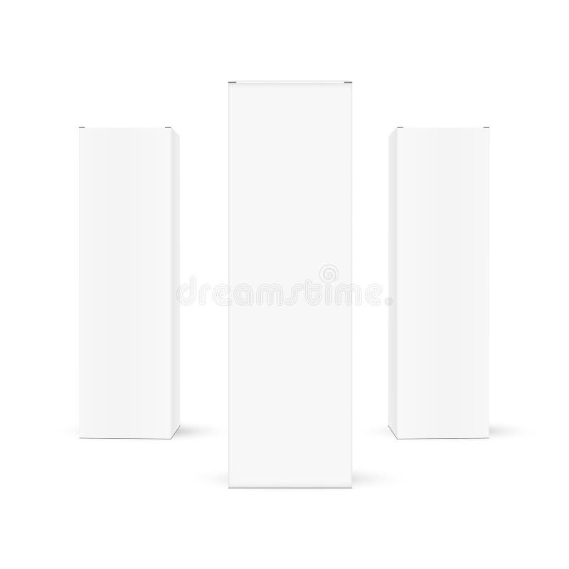 Three Tall Rectangular Packaging Boxes, Front View Stock Vector ...