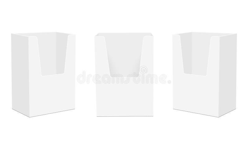 Three Tall Empty Display Boxes, Front and Side View Stock Vector ...