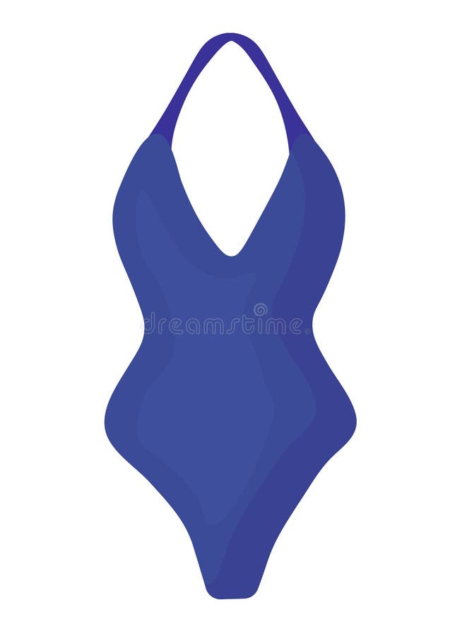 Summer Women Dark Blue Swimsuit. Beach Swimwear. Vector Cartoon ...