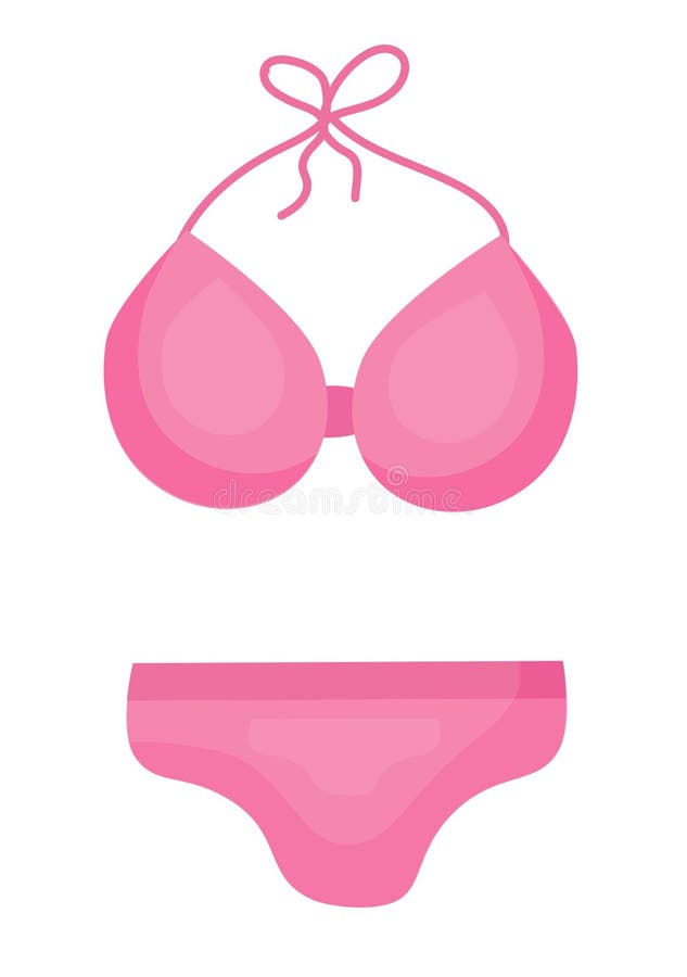 Summer Women Swimsuit. Pink Bikini. Beach Swimwear. Vector Cartoon ...
