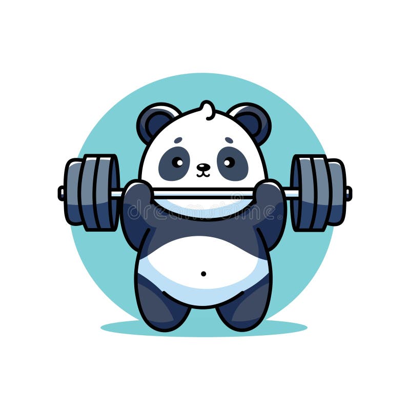 Vector Illustration of Cute Panda Sports Weightlifting Stock Vector ...