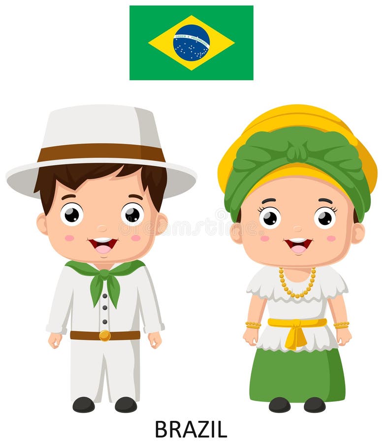 Cartoon Brazilian Couple Wearing Traditional Costumes Stock ...