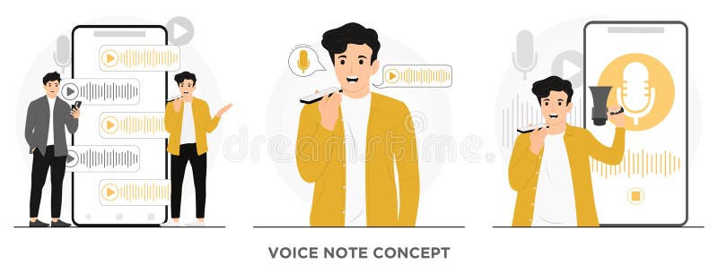 Flat Vector Man Phone Call Conversation Voice Notes Memos Record ...