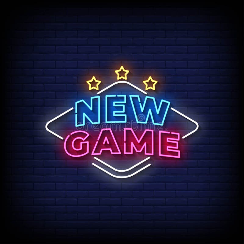 Neon Sign New Game with Brick Wall Background Vector Stock Vector ...