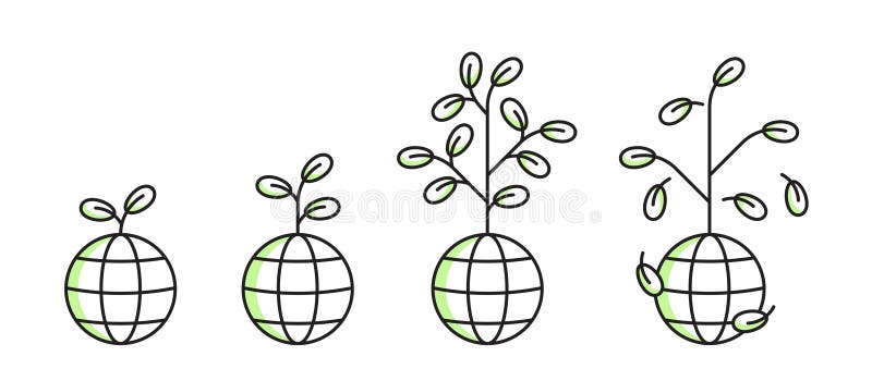 Plant Growth Stages. Growth Concept. Line Art Graphics. Vector File ...