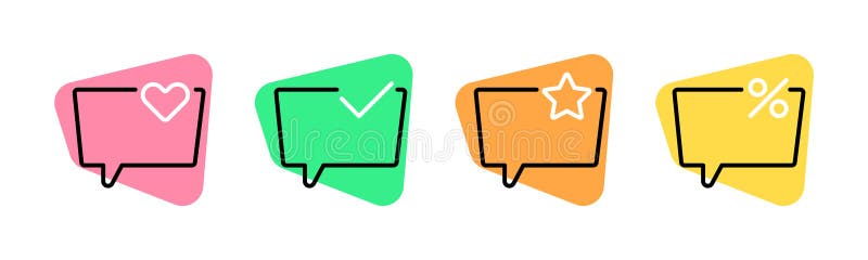 Speech Bubbles and Types of Messages. Set of Flat Icons. Vector File ...