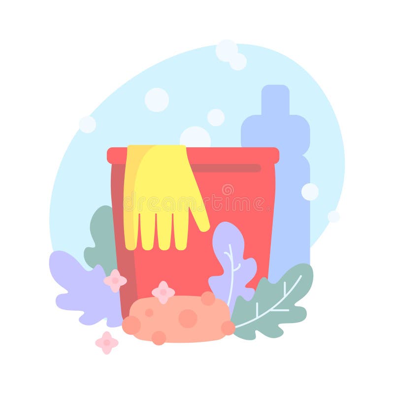 Spring Cleaning. Cleaning Tools and Fresh Air. Flat Illustration ...