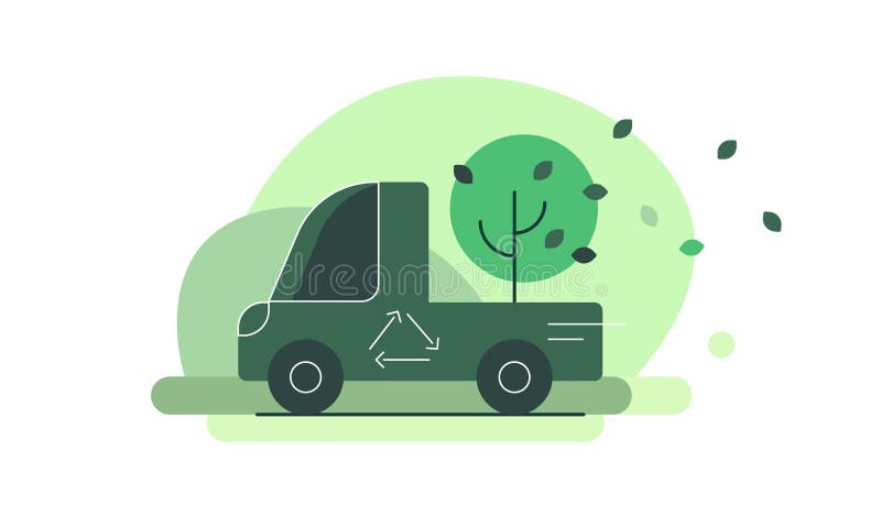 Tree in the Truck. Ecologic Lifestyle. Flat Illustration. Vector File ...