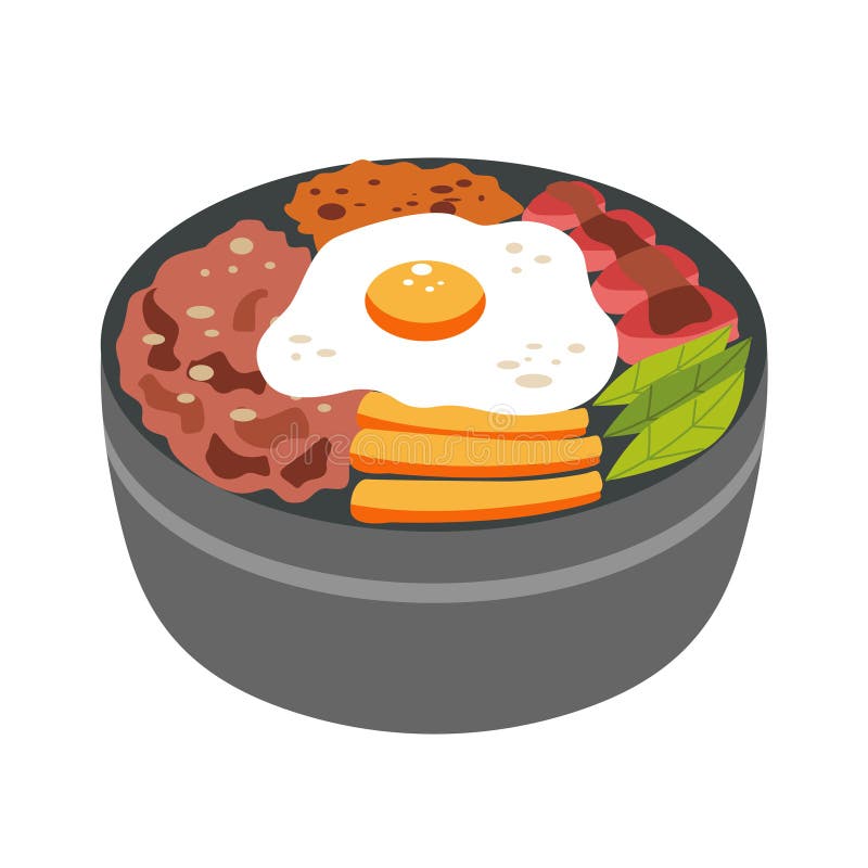 Beef Yakiniku with Egg and Vegetables, Japanese Food on Bowl, Flat ...
