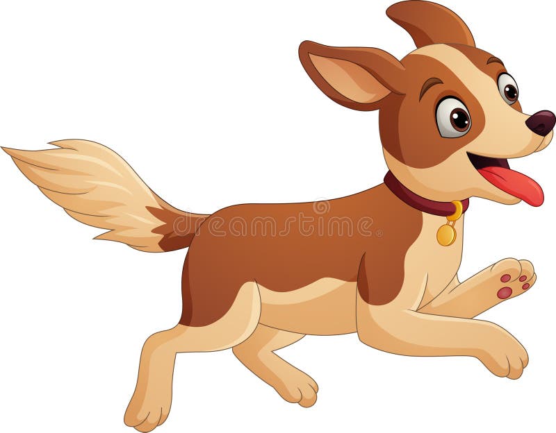 Happy Cartoon Dog Running Isolated on White Background Stock ...