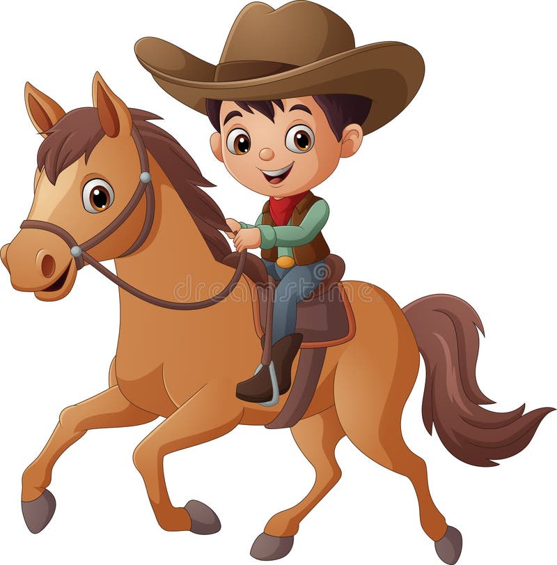 Cartoon Cowboy Rider on the Horse Throwing Lasso Stock Vector ...