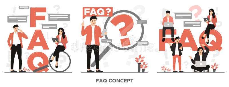 Flat Vector Faq Faqs Concept Illustration Stock Vector - Illustration ...