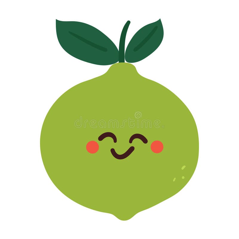 Cute Hand Drawing Cartoon Lime Fruit Stock Vector - Illustration of ...