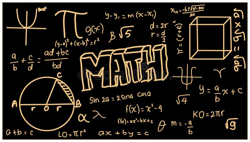 Mathematical Formulas on a Blackboard, Vector Art Illustration. Symbol ...