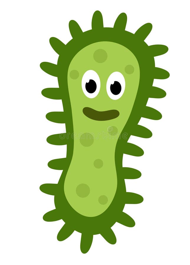 Cute Cartoon Green Character Bacteria, Microbe, Germ. Microbiology ...