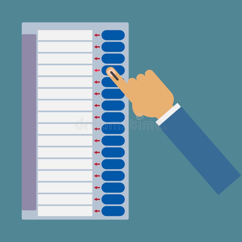 Electronic Voting Machine with a Hand. Vector Illustration. Stock ...