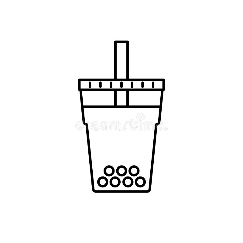 Bubble Tea Line Icon. Boba Tea with Tapioca Pearls. Asian Taiwanese ...