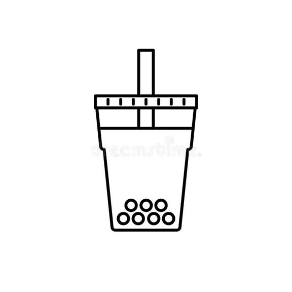 Bubble Tea Line Icon. Boba Tea with Tapioca Pearls. Asian Taiwanese ...