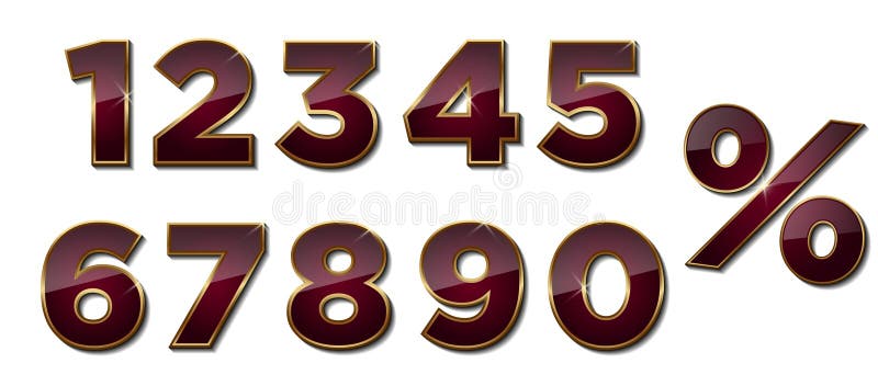 Luxury Numbers Set. Golden and Red Numbers Collection. Stock ...