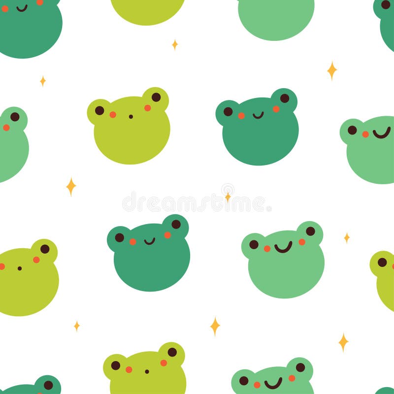 Cute Seamless Pattern Cartoon Frogs Stock Vector - Illustration of ...