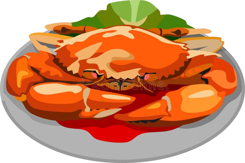 Grilled Crab White Dish Food Vector Stock Vector - Illustration of ...