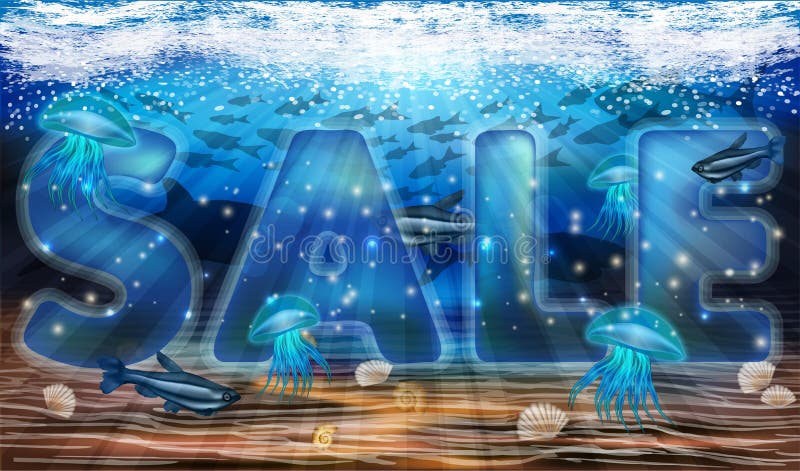 Underwater Sale Banner, Vector Stock Vector - Illustration of natural ...