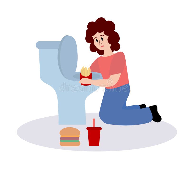 Eating Disorder. Sad Woman Worries about Being Overweight. Overeating ...