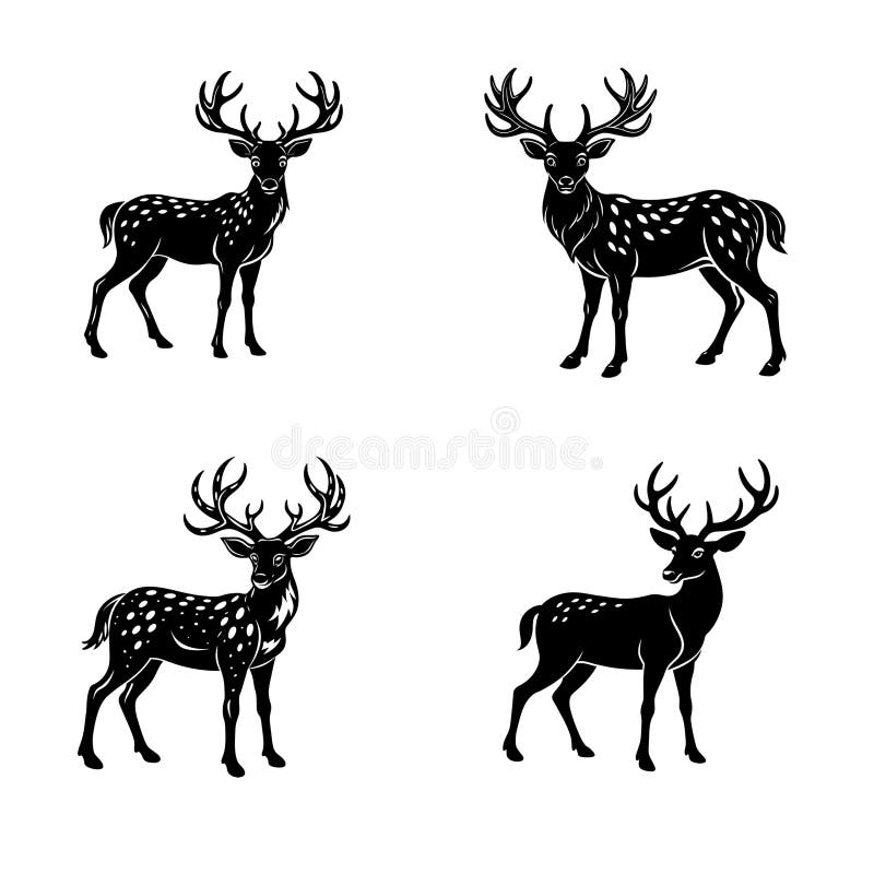 Four Deer Logo Icon Vector Illustration Stock Vector - Illustration of ...